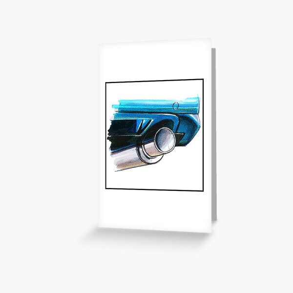 "Close Up Car Exhaust Pipe Pop Art Comic Book Theme Drawing" Greeting ...