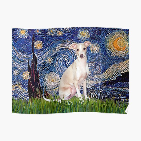 " Starry Night - Italian Greyhound (cream)" Poster by JeanBFitzgerald ...