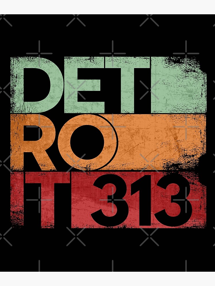 "313 Detroit Area Code Michigan State Vintage Retro " Poster for Sale ...