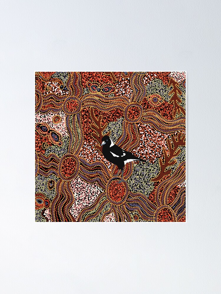 "Aboriginal Magpie" Poster for Sale by omal | Redbubble