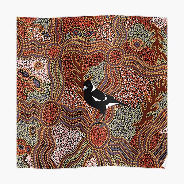 "Aboriginal Magpie" Poster for Sale by omal | Redbubble