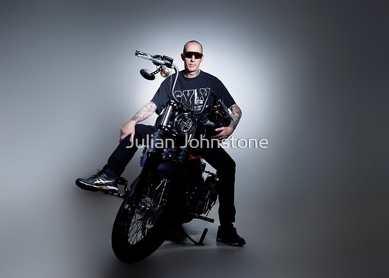 "Biker on motorcycle" by Julian Johnstone | Redbubble