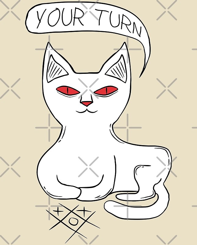 "Evil Cat Play Tic Tac Toe Game " by therealsadpanda | Redbubble