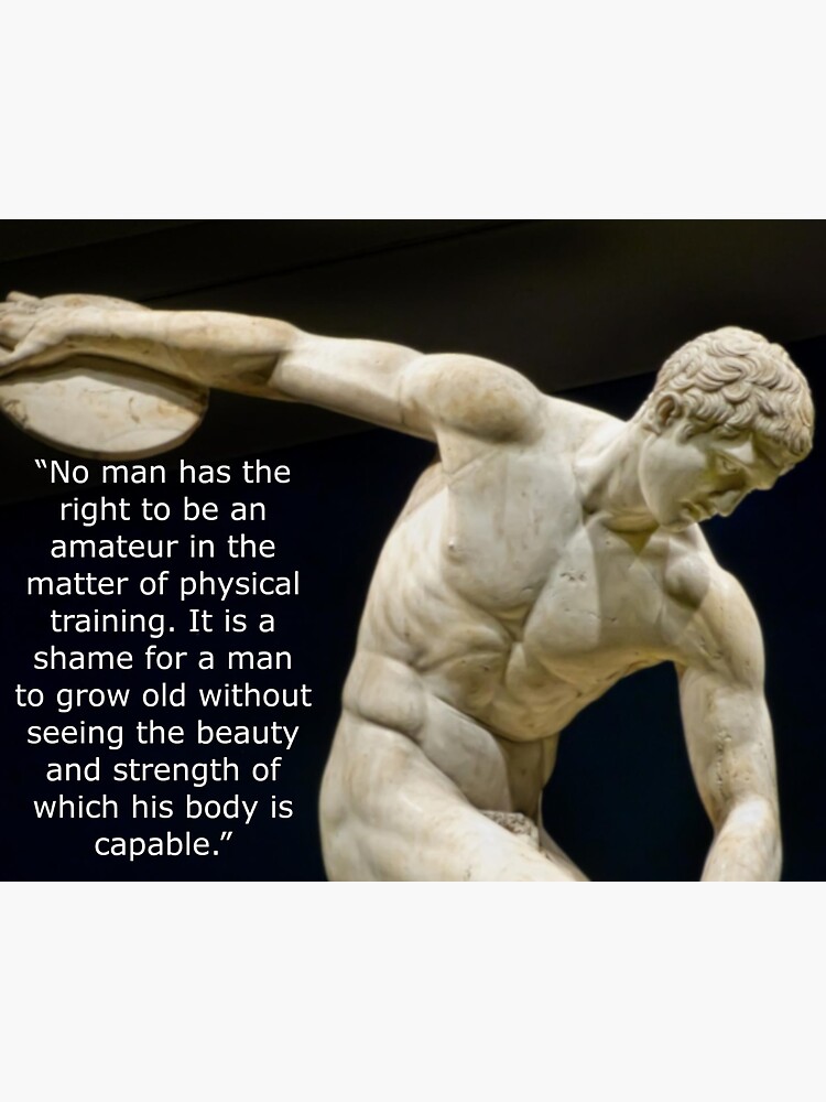 "Socrates Quote on Fitness" Sticker for Sale by OddmanDesigns | Redbubble