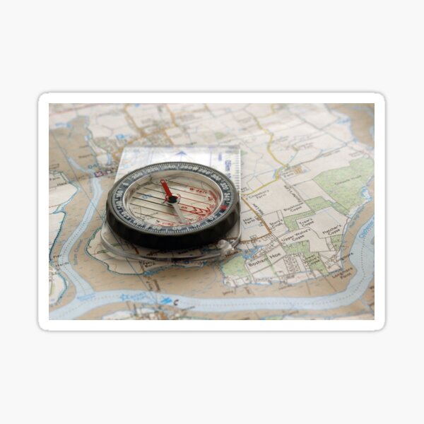 "Compass and Map" Sticker for Sale by pinkal | Redbubble