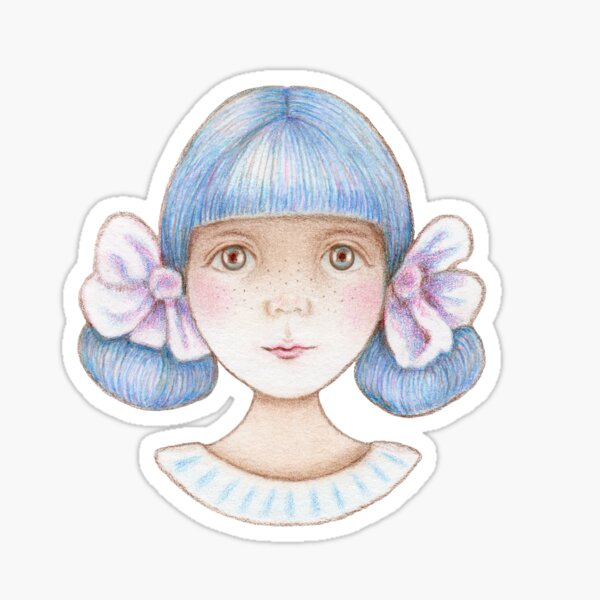 "cute kawaii girl with blue hair" Sticker by trudette | Redbubble