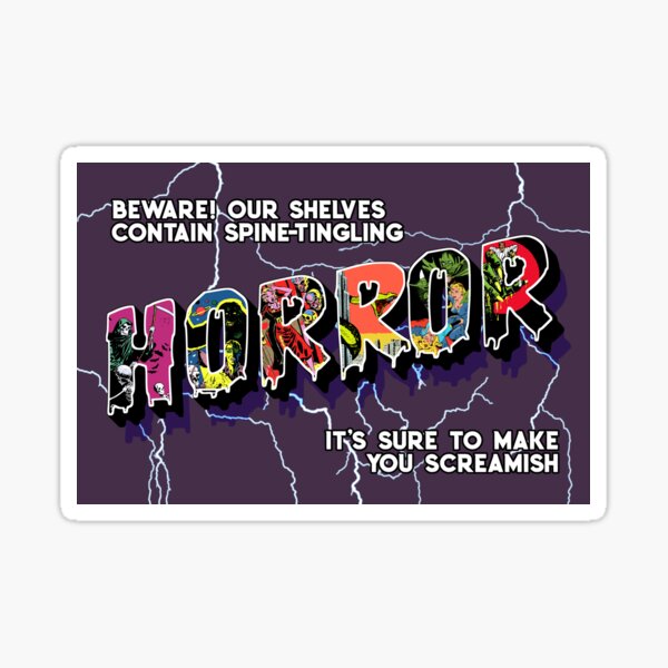 "Library Genre Postcard - Horror" Sticker by alexp01 | Redbubble