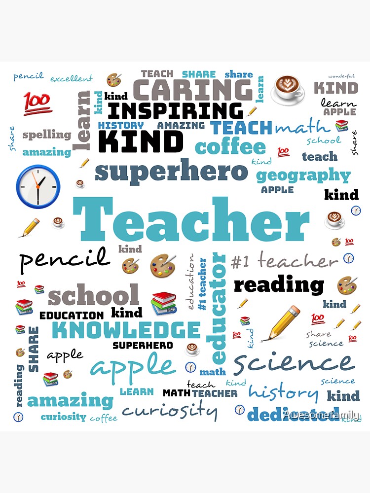"Teacher Word Art" Sticker for Sale by Awesomefamily | Redbubble