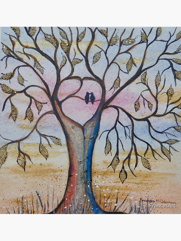 "Birds in a Gold Heart Tree" Poster for Sale by FrancesArt | Redbubble