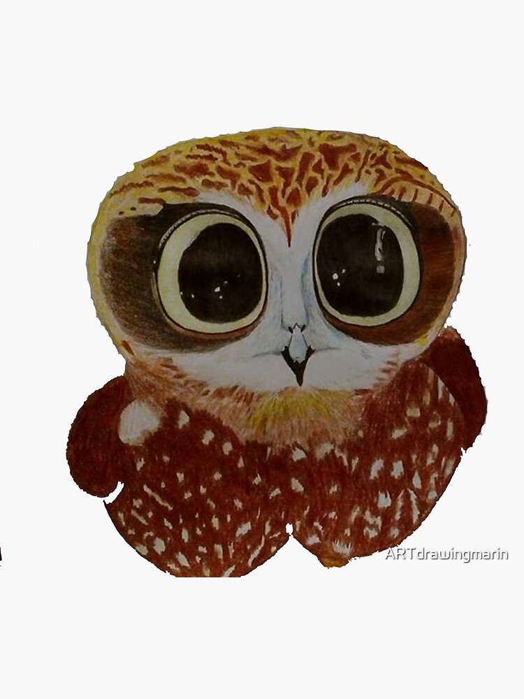 "cute little owl" Sticker by ARTdrawingmarin | Redbubble