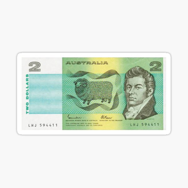 "Two Dollars 1966-1987" Sticker by guy1788 | Redbubble