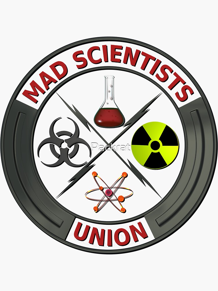 "Mad Scientist Union Logo" Sticker for Sale by Packrat | Redbubble