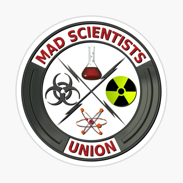 "Mad Scientist Union Logo" Sticker for Sale by Packrat | Redbubble