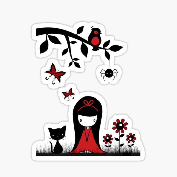 "Little Red Ribbon Head" Sticker by artisticamylee | Redbubble