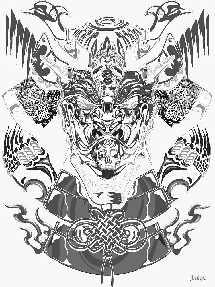 "Japanese Kabuto Mask " Sticker by jimiyo | Redbubble