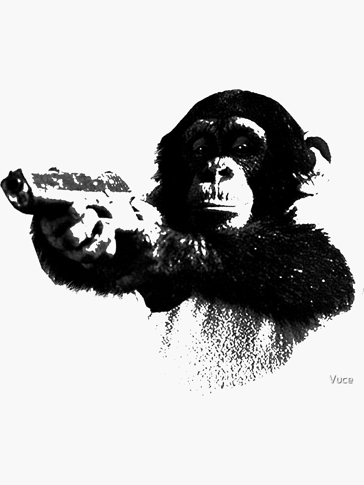 "Monkey Gun" Sticker for Sale by Vuce | Redbubble