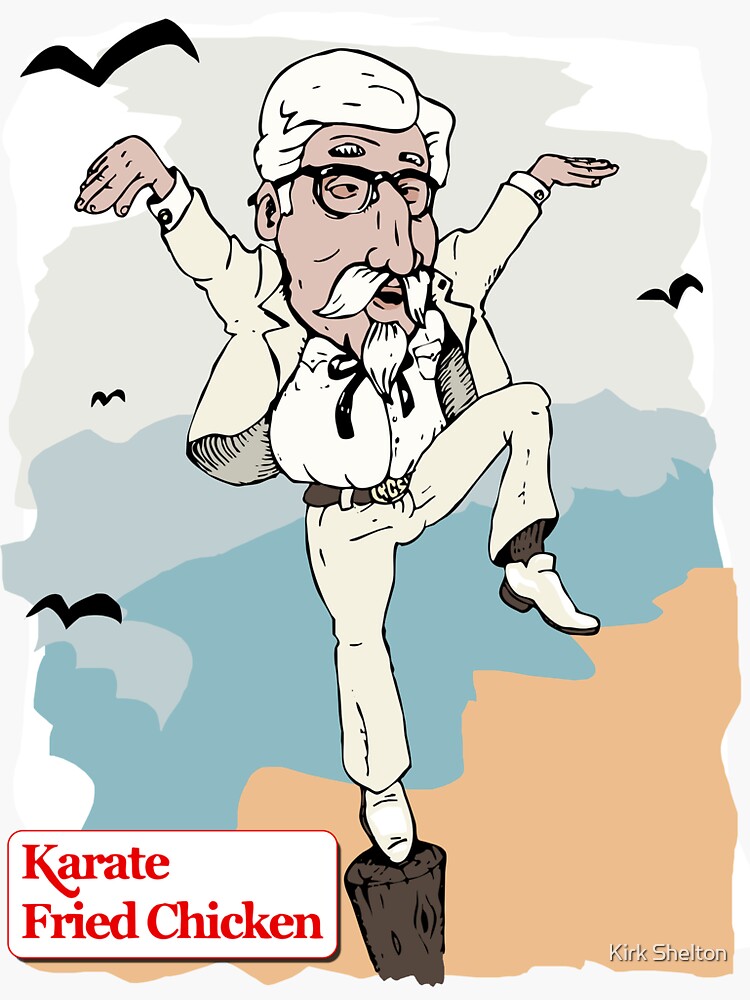 "Karate Fried Chicken" Sticker for Sale by kirksucks | Redbubble