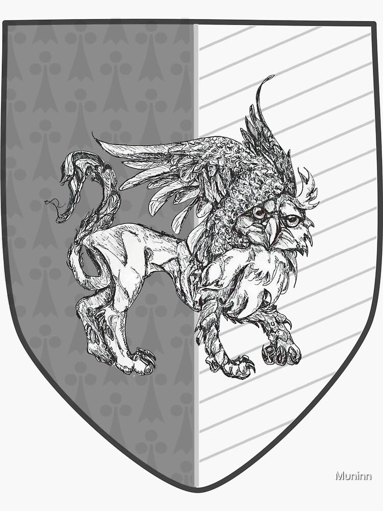 ""Passant Guardant" -- Fierce Gray Griffin Coat of Arms" Sticker for ...
