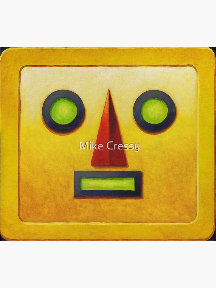 "Yellow Robot Face" Sticker by mikecressy | Redbubble