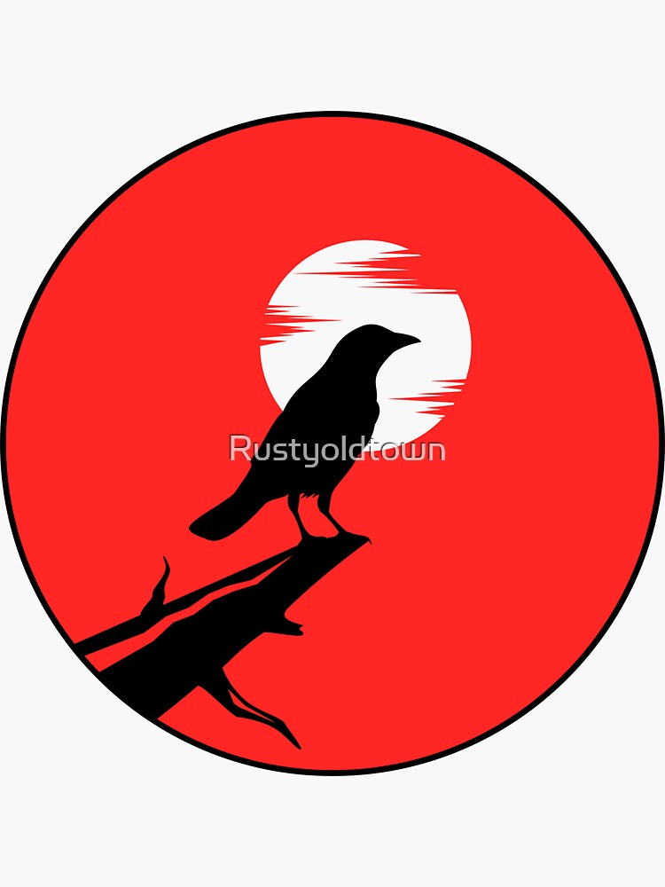 "The Crow (red sky transparent moon)" Sticker by Rustyoldtown | Redbubble