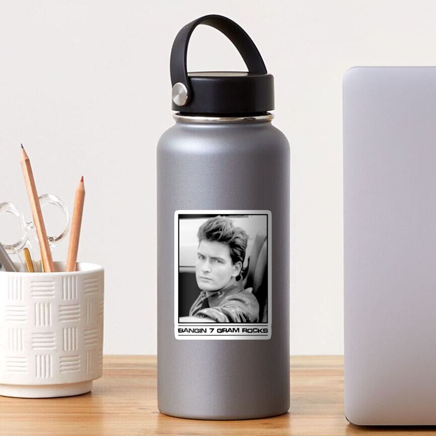 "Charlie Sheen: Bangin' 7 Gram Rocks." Sticker for Sale by nickwho ...