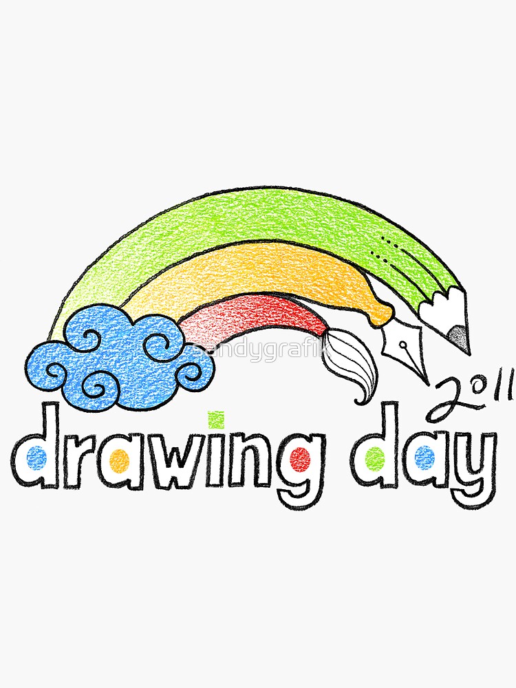 "Drawing Day ~ Logo" Sticker by sandygrafik | Redbubble