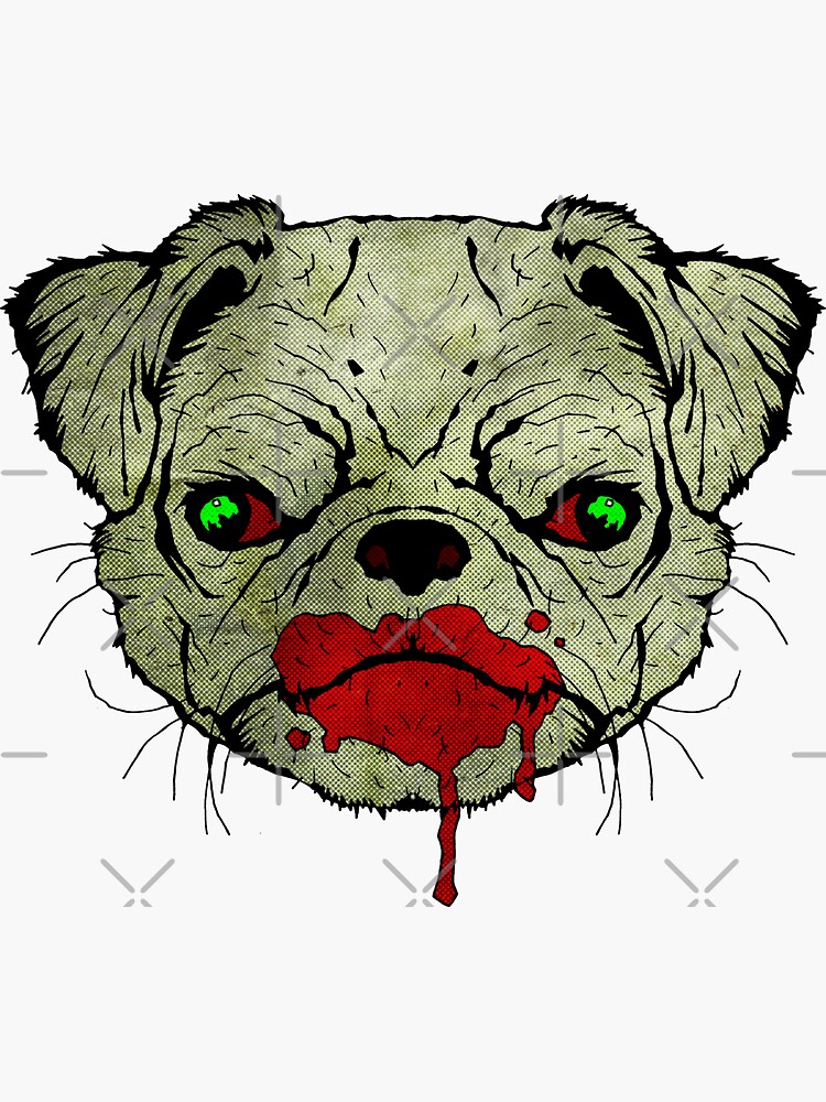 "Zombie Pug!" Sticker by matthewdunnart | Redbubble