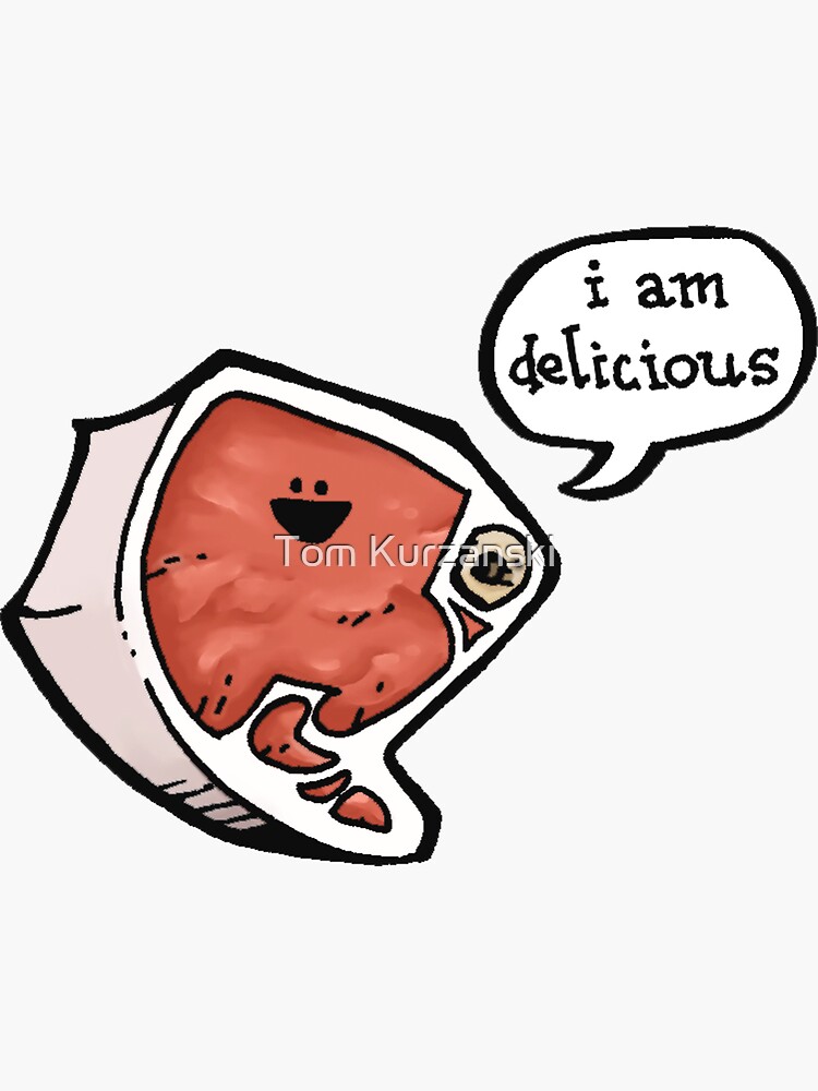 "I am delicious!" Sticker for Sale by tomkurzanski | Redbubble
