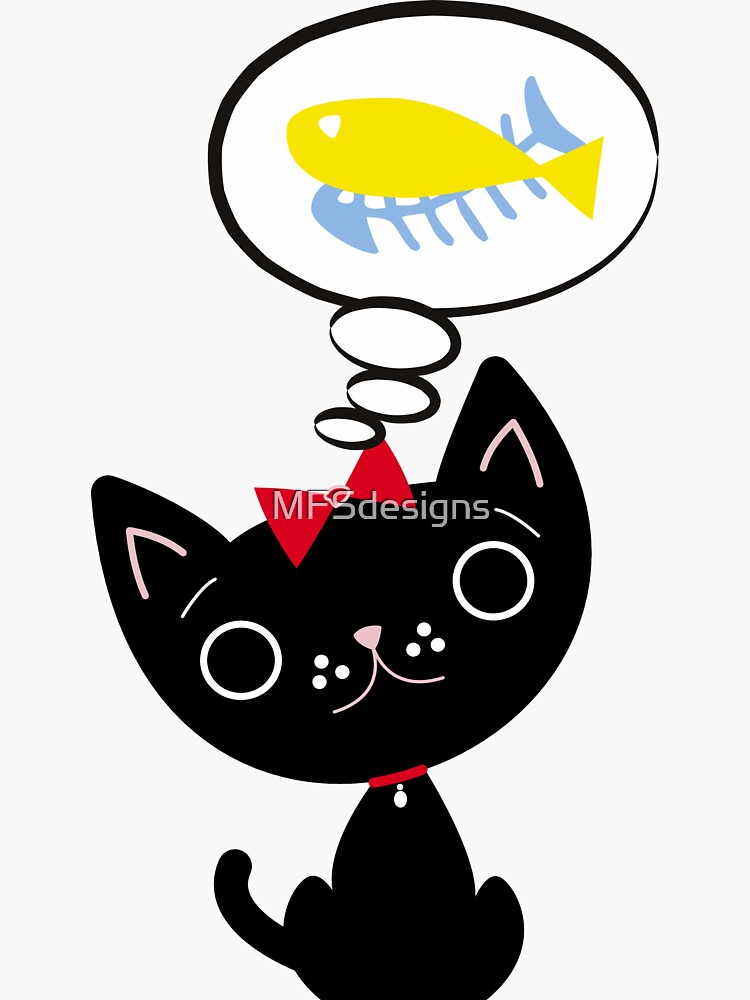 "Hungry Cat" Sticker for Sale by MFSdesigns | Redbubble