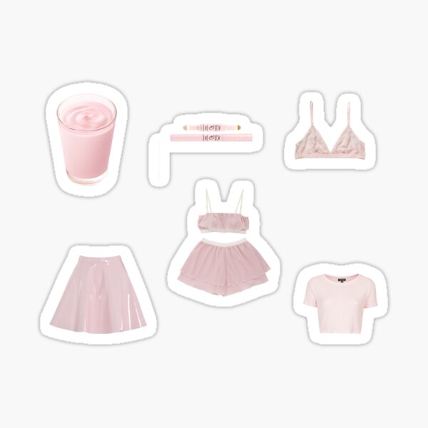 "aesthetic pink pastel girl sticker pack" Sticker by suzangg | Redbubble