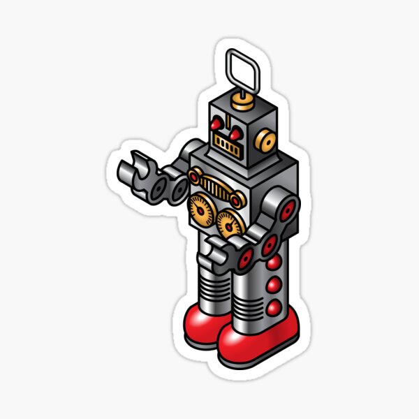 "Tin toy robot" Sticker by zern | Redbubble
