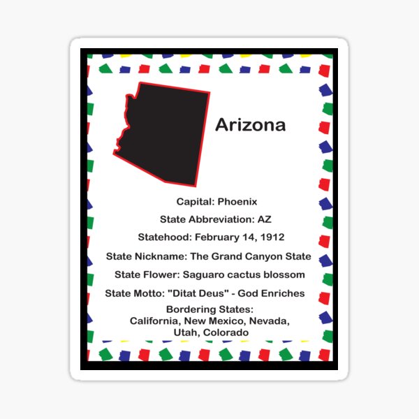 "Arizona State Fact Poster" Sticker for Sale by ValeriesGallery | Redbubble
