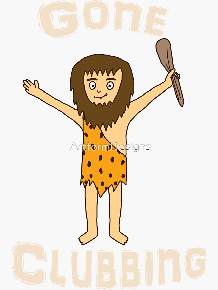 Pegatina «Gone Clubbing Funny Caveman diseño de dibujos animados» de ...