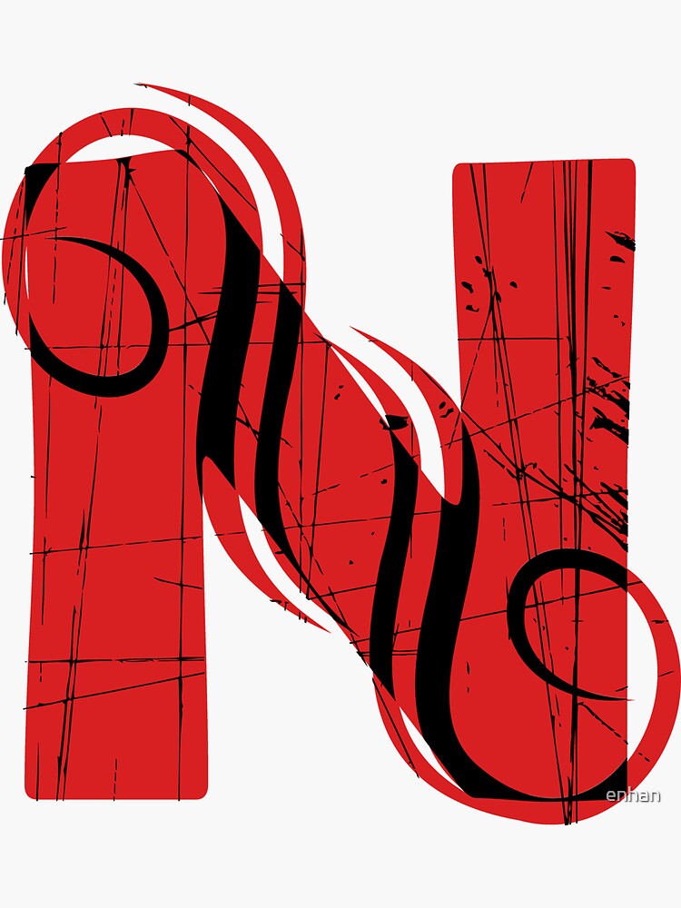 "Vintage Letter Red N" Sticker for Sale by enhan | Redbubble