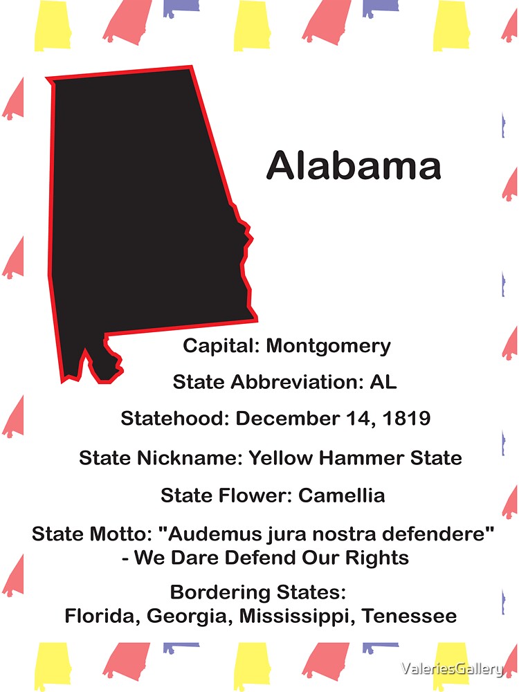 "Alabama State Facts" Sticker for Sale by ValeriesGallery | Redbubble