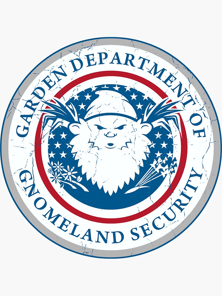 "Gnomeland security." Sticker for Sale by designsbygaunty | Redbubble