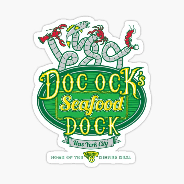 "Doc Ock's Seafood Dock" Sticker for Sale by TheBensanity | Redbubble