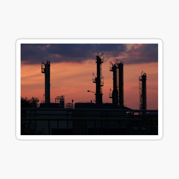 "oil refinery petrochemical plant industry zone twilight" Sticker for ...