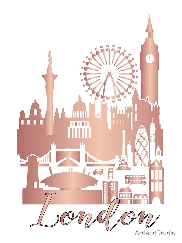 "London City Pink Gold Art" by ArtlandStudio | Redbubble