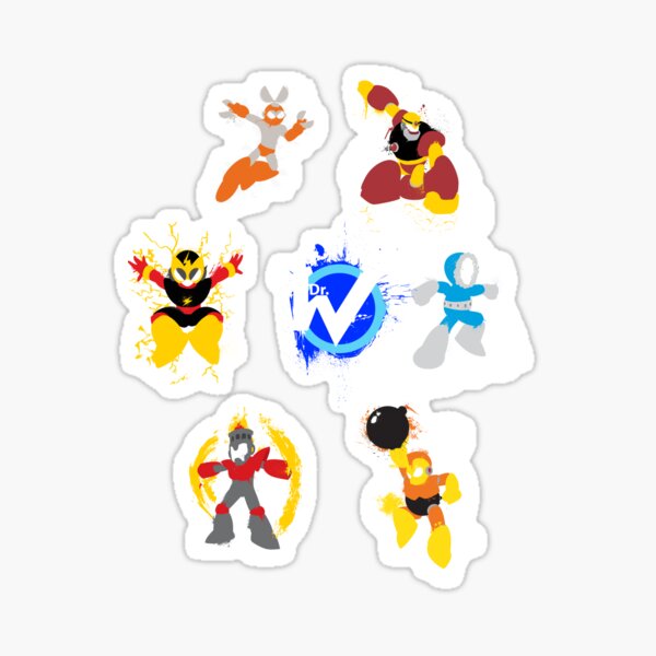 "Robot Masters of Mega Man 1 Splatter Art" Sticker for Sale by ...