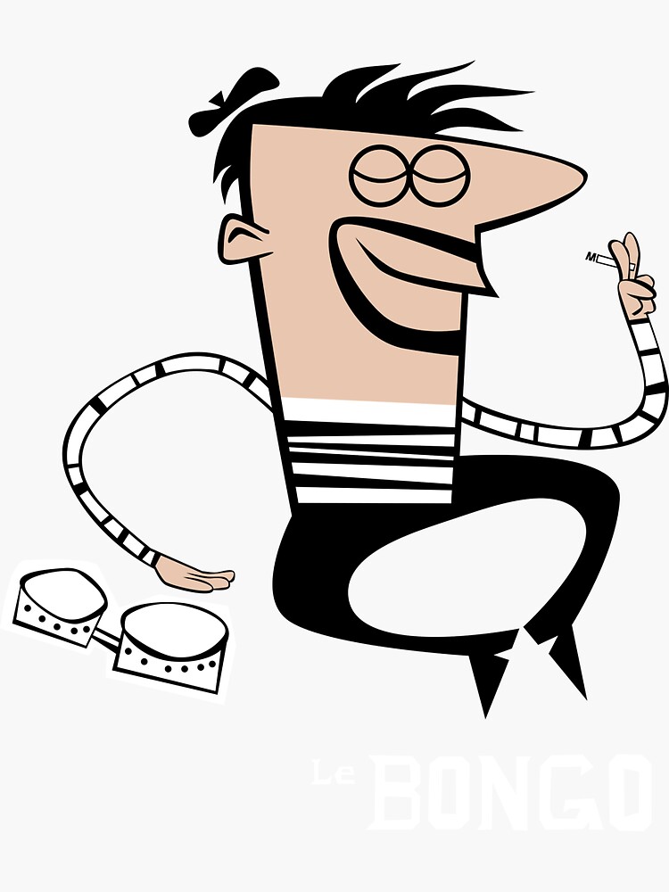 "Le Bongo: Beatnik playing the bongos cartoon" Sticker by ...