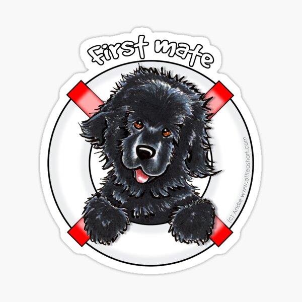 "Black Newfie First Mate" Sticker by offleashart | Redbubble