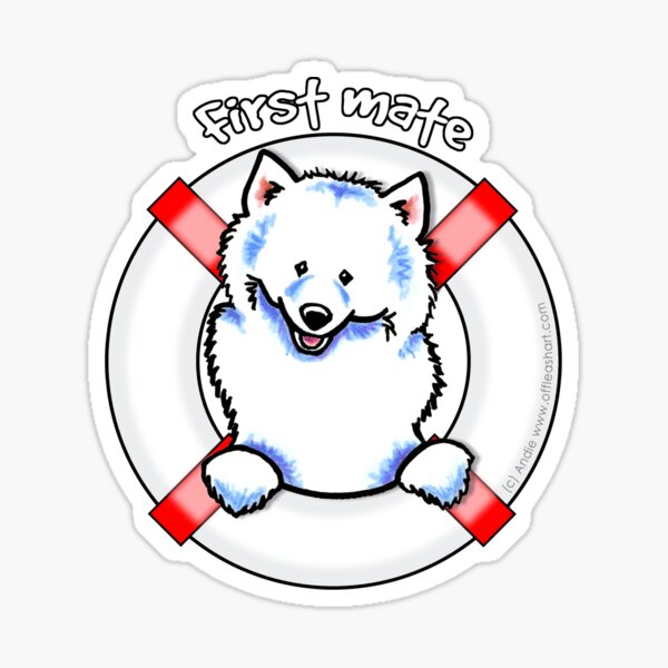 "Samoyed :: First Mate" Sticker by offleashart | Redbubble