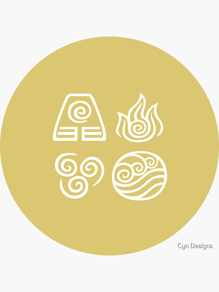 "Bending All Four Elements - Yellow" Sticker for Sale by Synorama ...