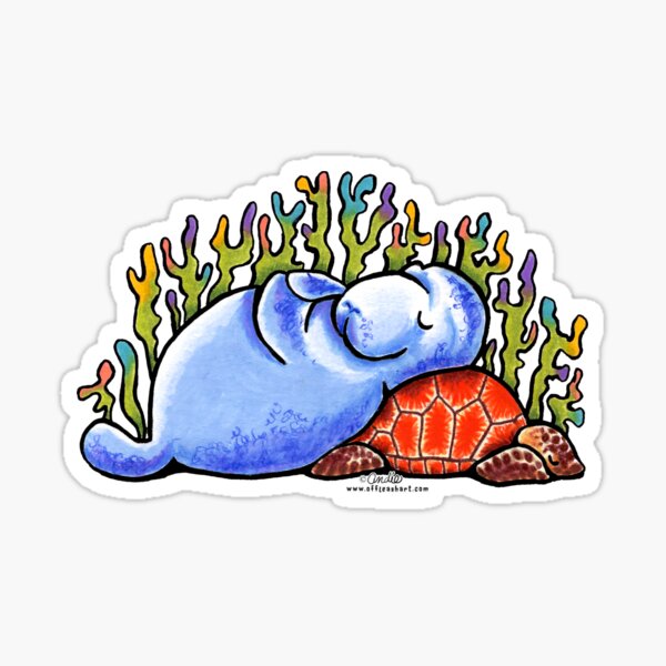 "Sea Turtle and Manatee" Sticker for Sale by offleashart | Redbubble