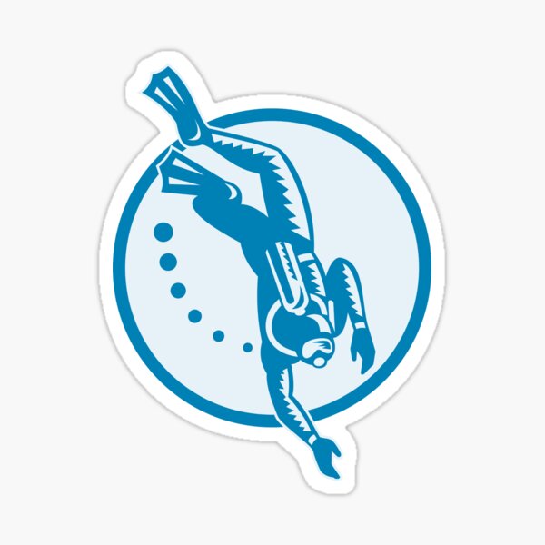 "Scuba Diver Diving Retro" Sticker by patrimonio | Redbubble
