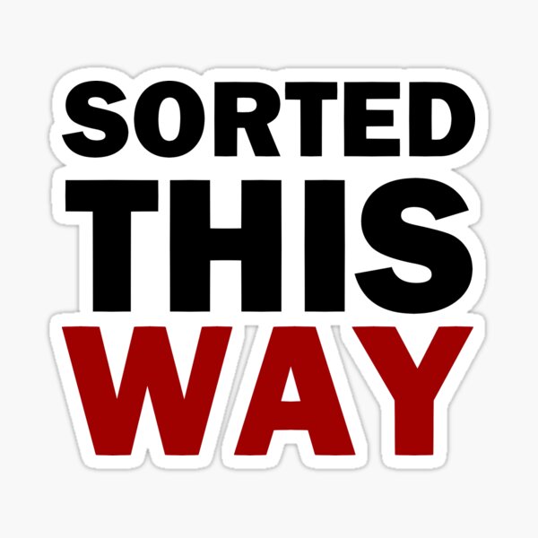 "Sorted This Way - Red" Sticker for Sale by TheRouge | Redbubble