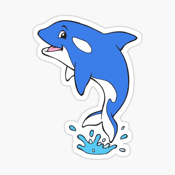 "Blue Orca cartoon Whale" Sticker by samshirts | Redbubble