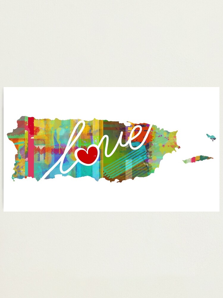 "Puerto Rico Love - Bright and Colorful Map Art" Photographic Print by ...