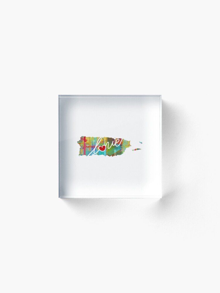 "Puerto Rico Love - Bright and Colorful Map Art" Acrylic Block for Sale ...